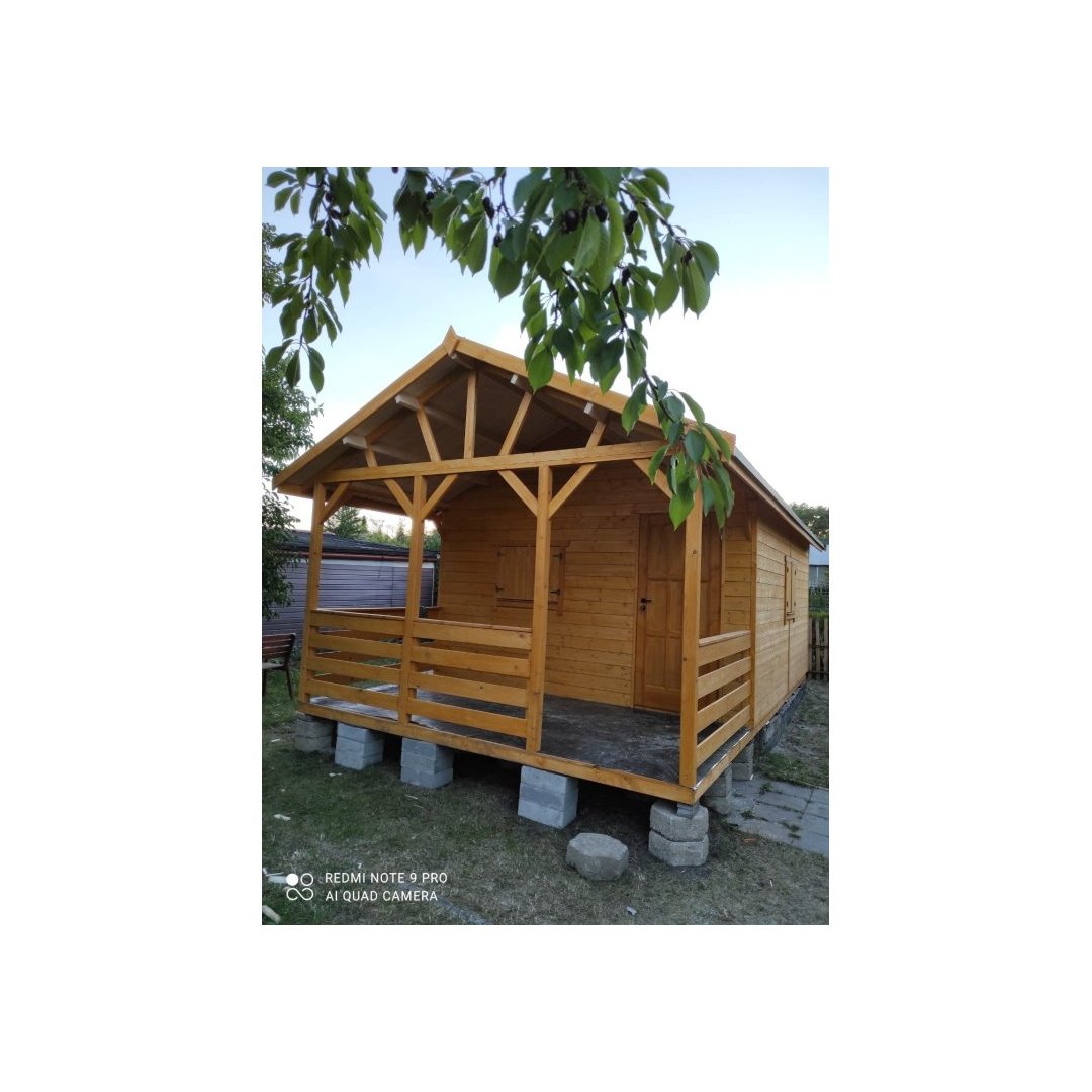 Dom drewniany Jodła 2C 4 x 3 + 2m taras + 1,5 x 3 m składzik | Dobra ...